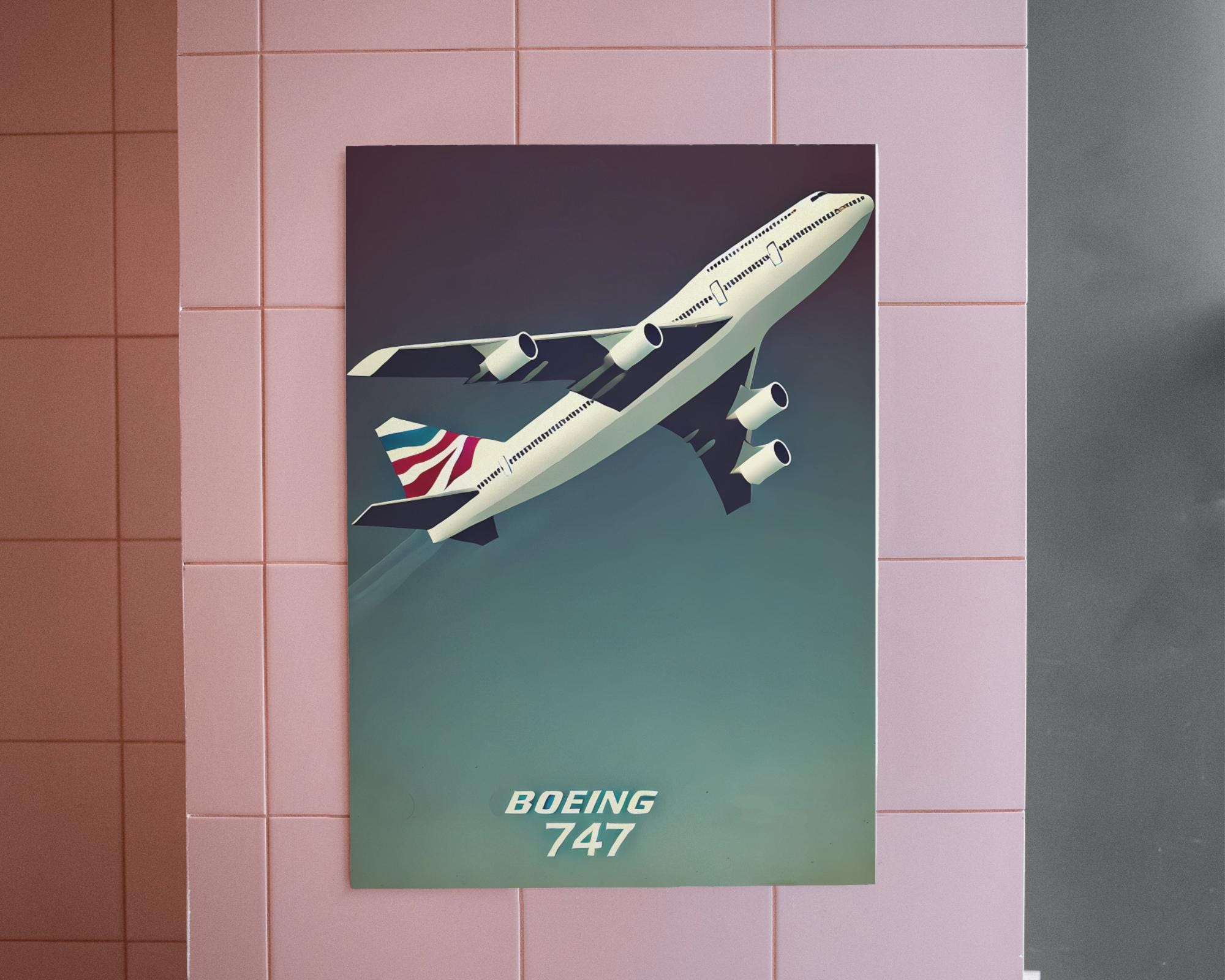 Boeing 747 Poster Vintage Aviation Art, Iconic Jumbo Jet Print, Classic ...