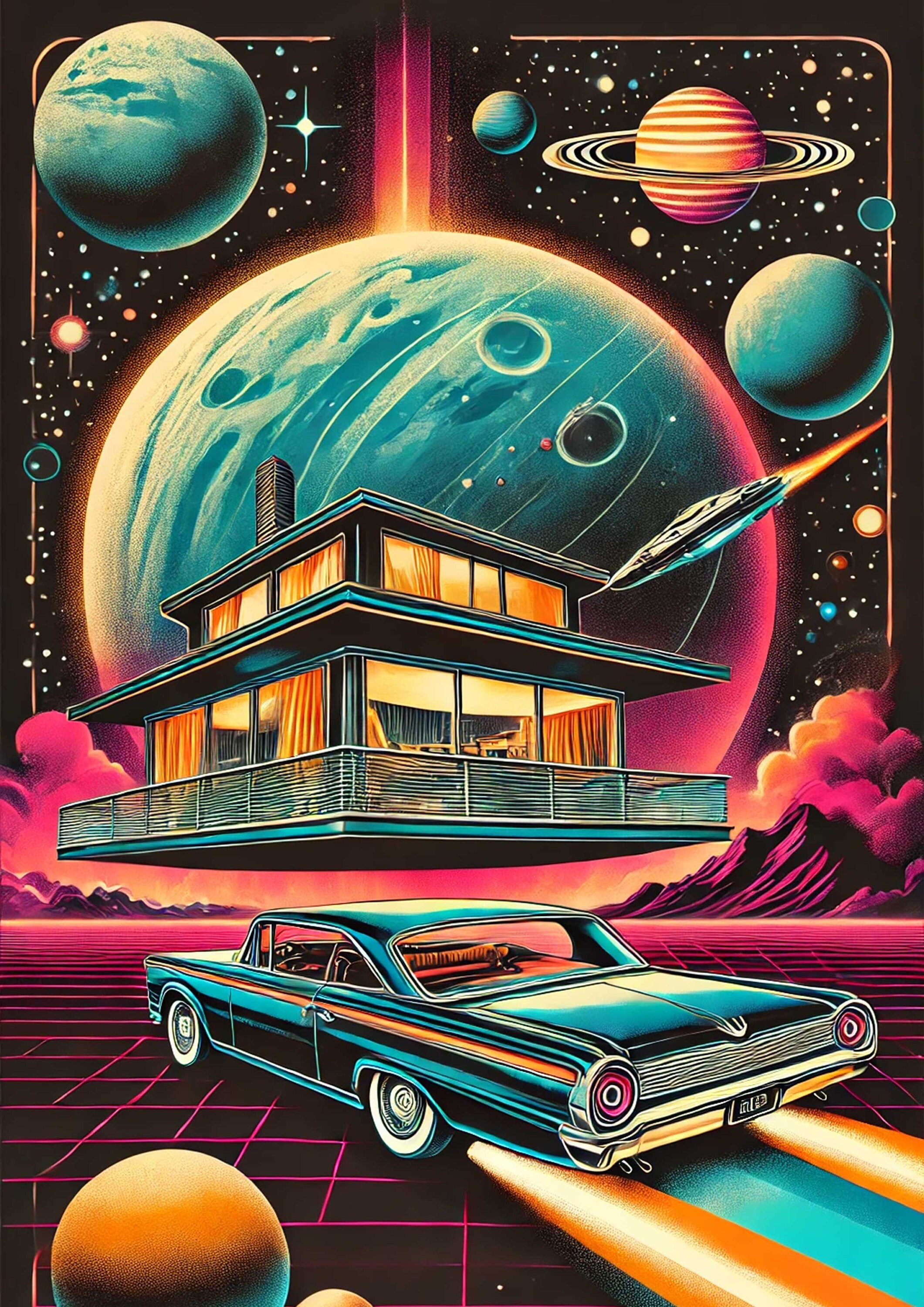 1950s Space Art - Retro Space Zathura → 50s Retro Futurism Poster ...