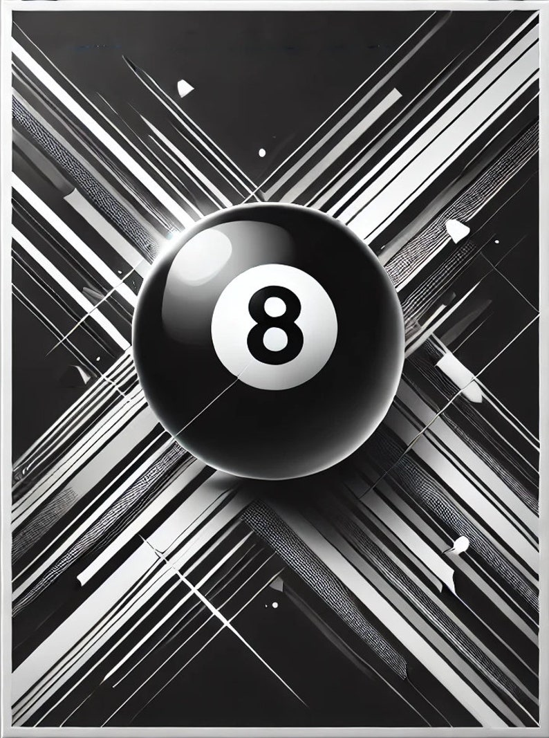 8 Ball Poster → Modern Billiards Art, Pool Table Decor, Game Room Wall ...