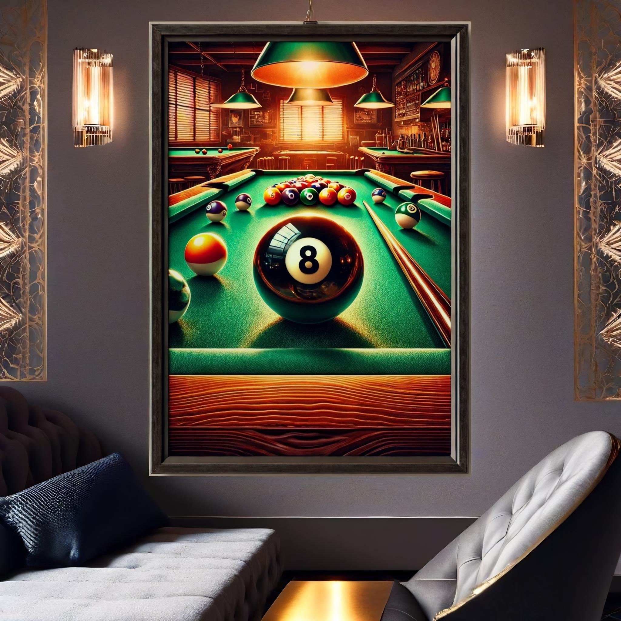 8 Pool Poster → Modern Billiards Art Print for Game Room Decor and Pool ...