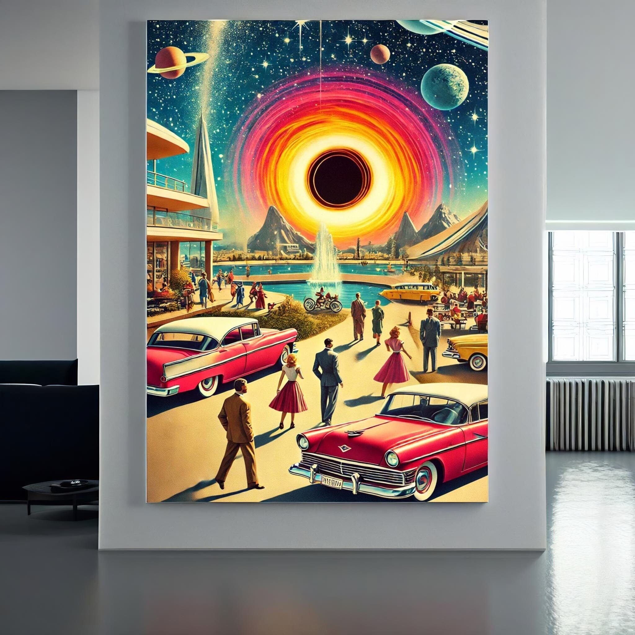 Retro Space Art - Vintage Space Poster → 50s Sci-fi Decor, Mid-century ...