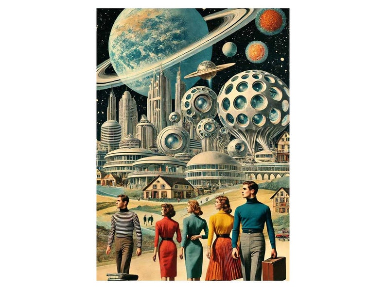 Alien City Poster - Retro Futurism, Retro Aesthetics, Imaginative Space ...