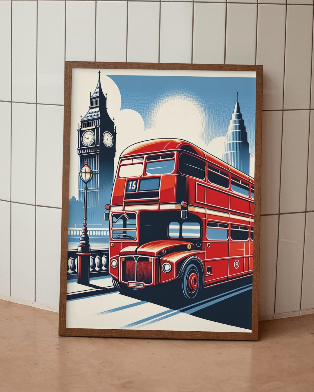 Vintage London Bus Poster AEC Routemaster RM2050 on Tower Bridge Retro ...