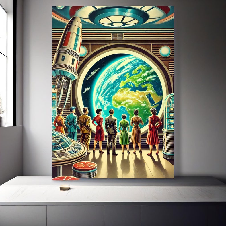 1950s Space Station Poster - Retro Futurism Art → Space Station Decor ...