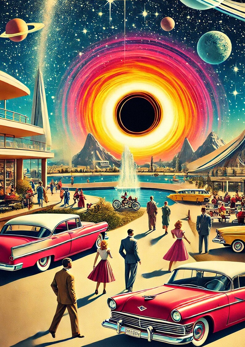 Retro Space Art Vintage Space Poster 50s Sci-fi Decor, Mid-century ...