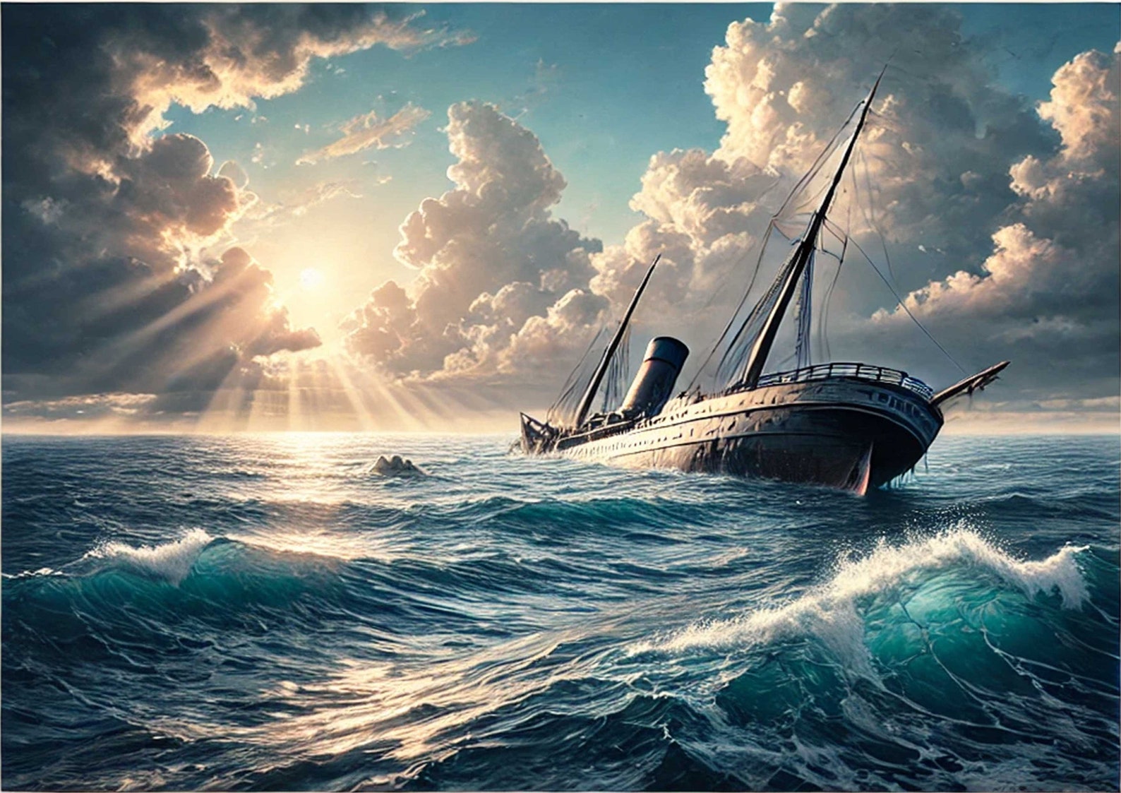 Shipwreck Poster - Ocean Wreck Art, Sunken Ship Print, Maritime ...