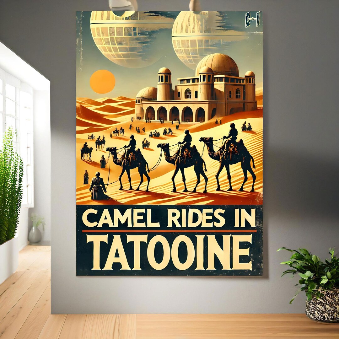 Camel Ride in Tatooine Star Wars Inspired Poster, Desert Adventure Art ...