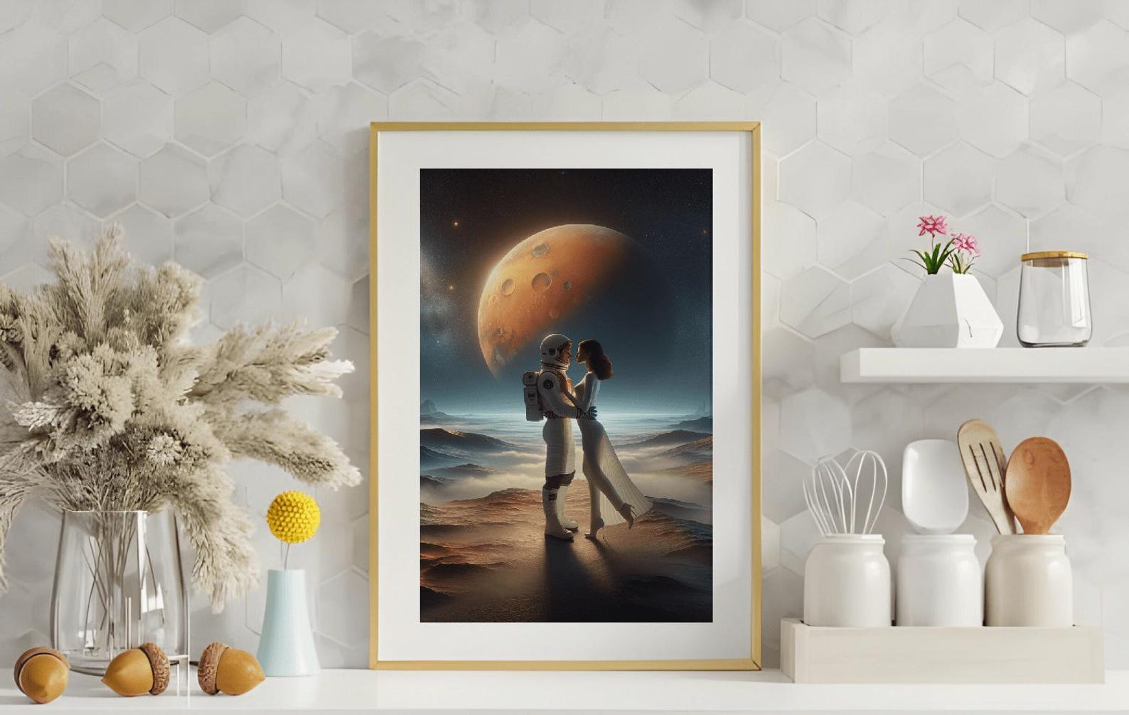 Retro Futuristic Poster of Intergalactic Love Vintage Sci-fi Wall Art ...