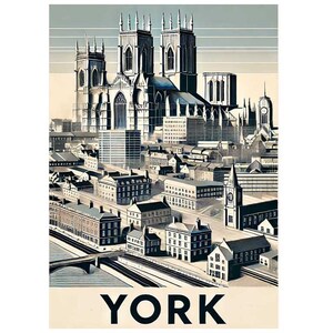 York Precisionism Skyline Poster - York Skyline Print, Urban Art ...