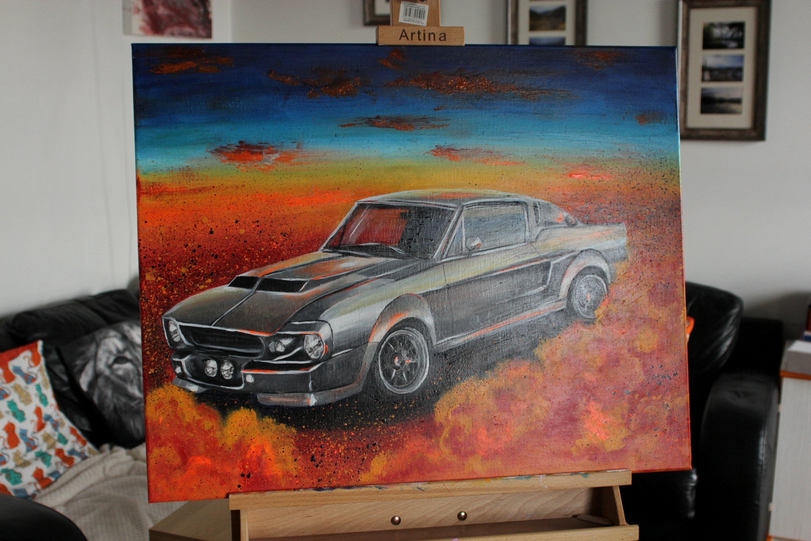Ford Mustang Painting Original Art, Large Stretched Canvas Acrylic ...