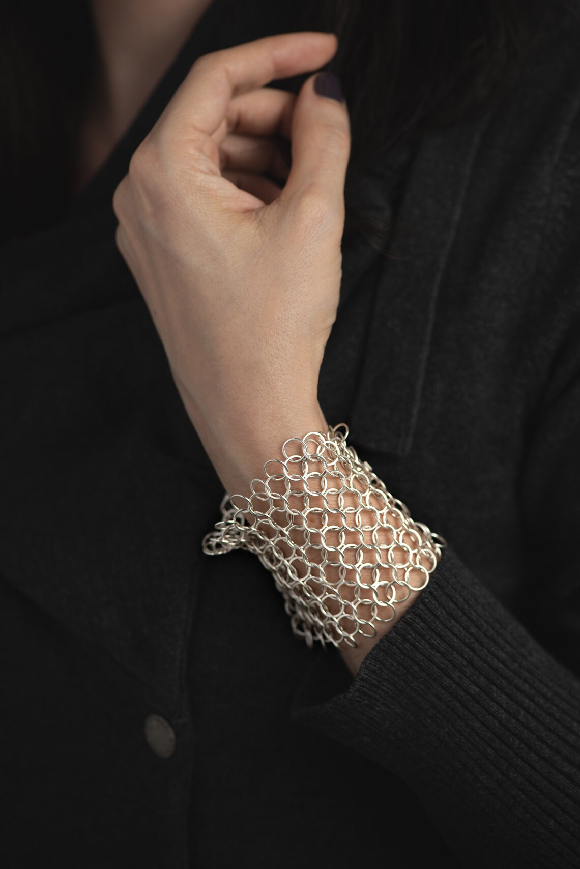 Elegant Silver Chain Mail Bracelet Unique Width Sterling - Etsy Israel