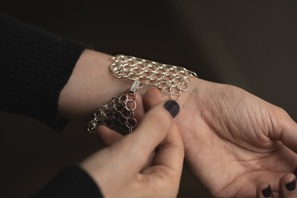 Elegant Silver Chain Mail Bracelet Unique Width Sterling - Etsy Israel