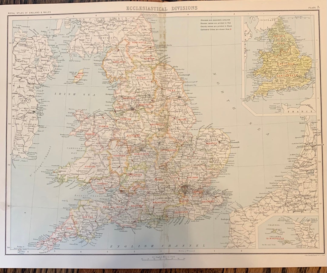 Vintage Bartholomew Map of Great Britain Ecclesiastical - Etsy
