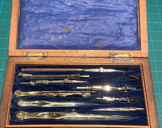 Antique Draftsman Drawing Set in Polished Wooden Box - Etsy