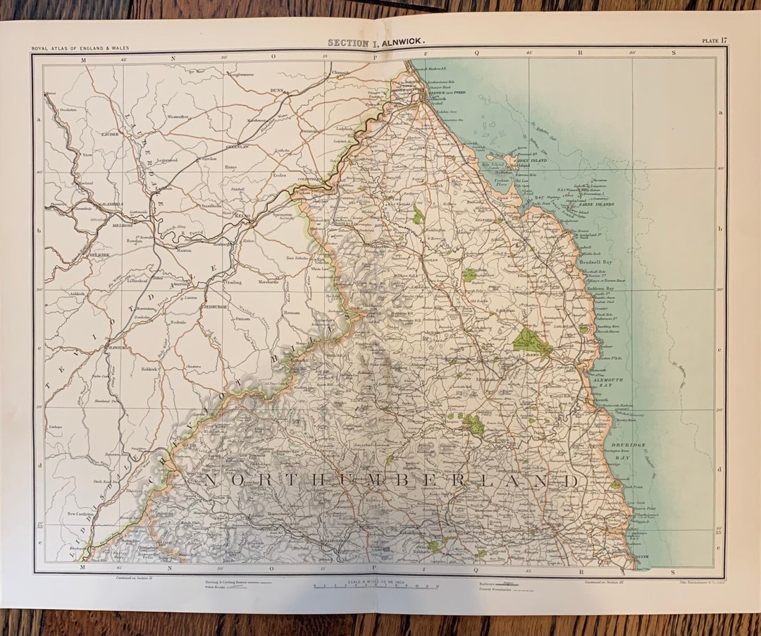 Vintage Bartholomew Map of Alnwick - Etsy UK