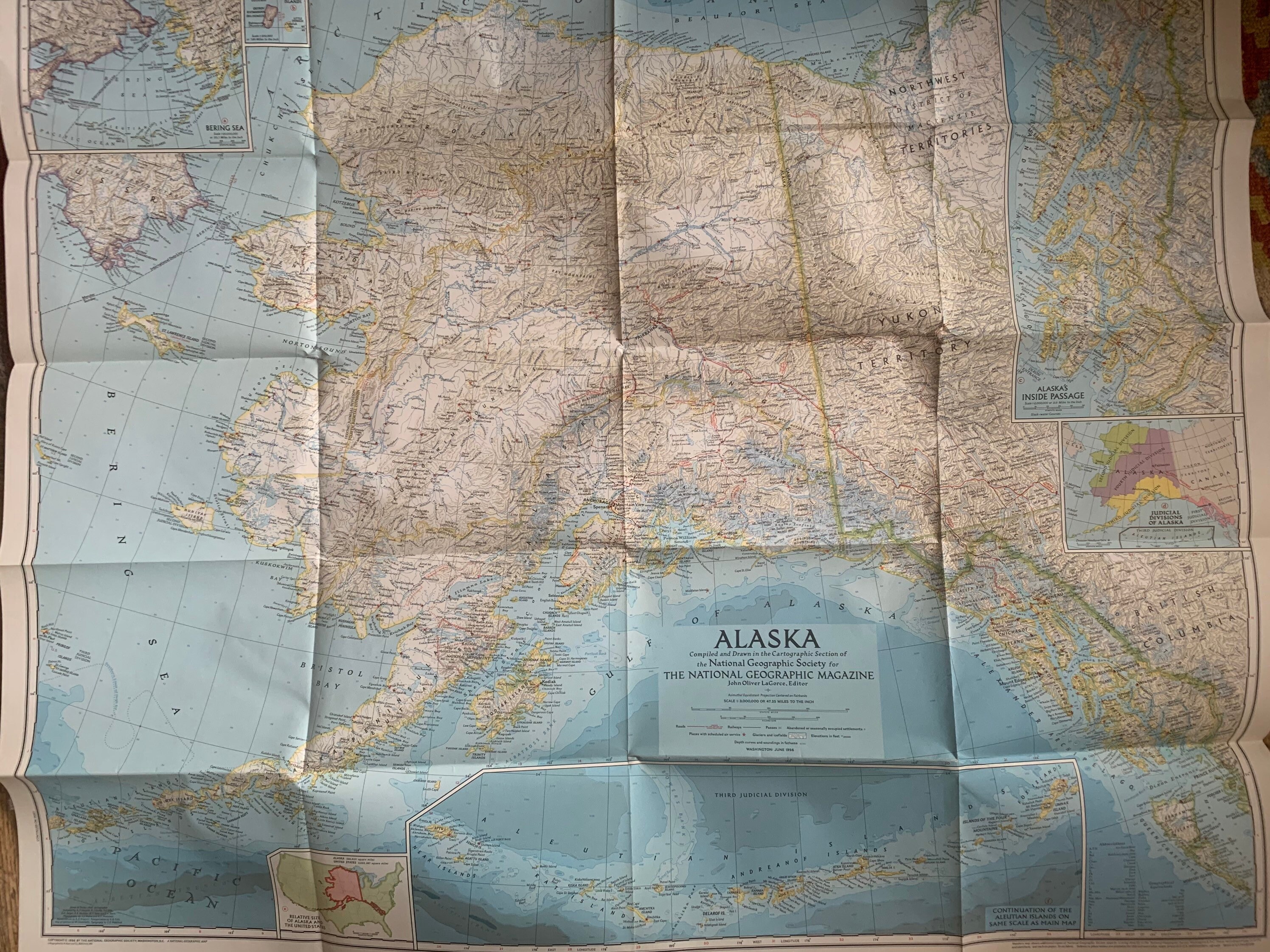 Vintage Map of Alaska National Geographic 1956 - Etsy