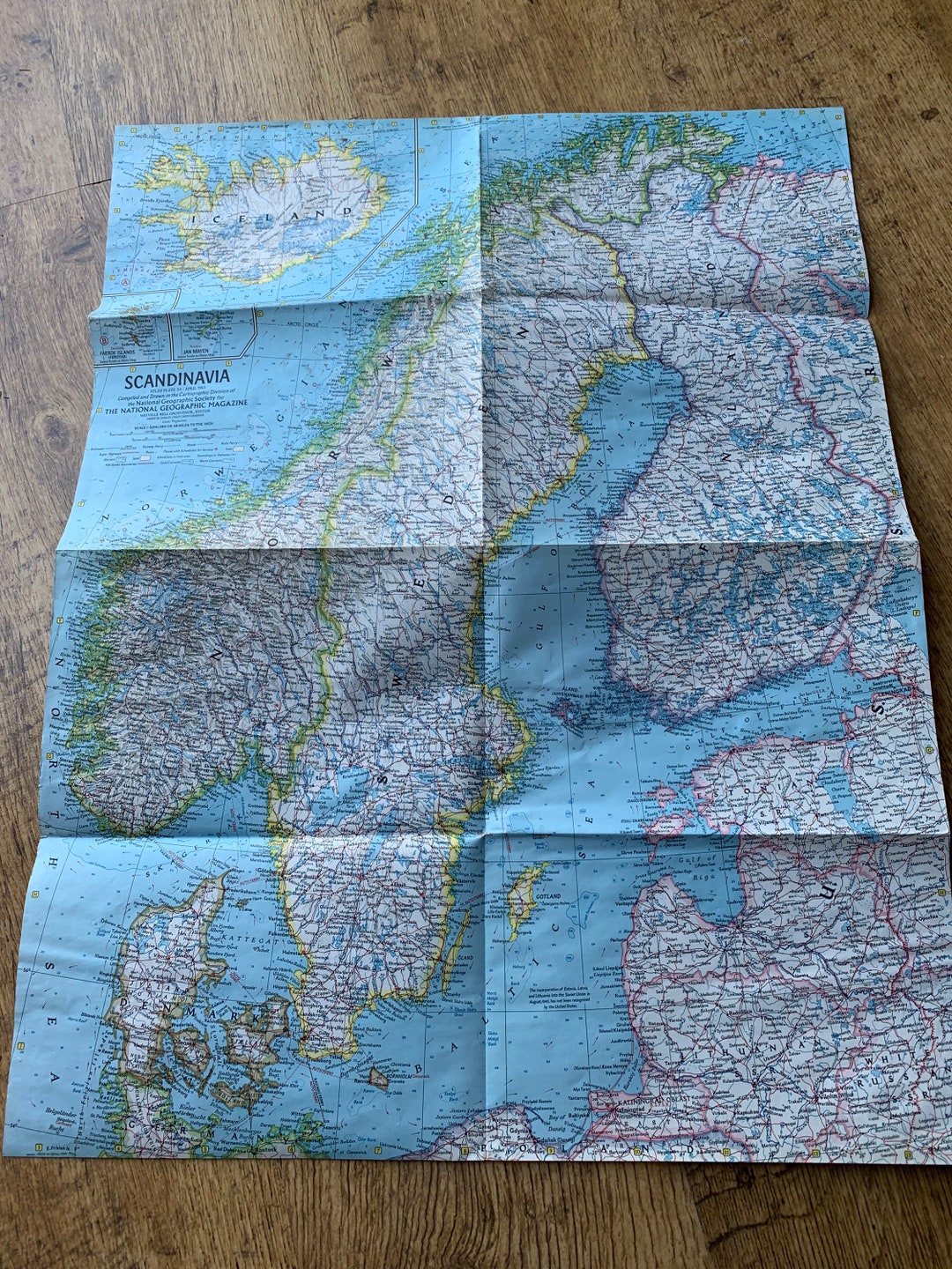 Vintage Map of Skandinavia - National Geographic 1963 - Etsy