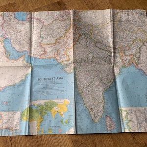 Vintage Map of Southwest Asia - National Geographic 1963 - Etsy