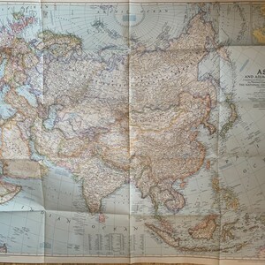 Vintage Map of Southwest Asia India Pakistan Northeast Africa- National ...