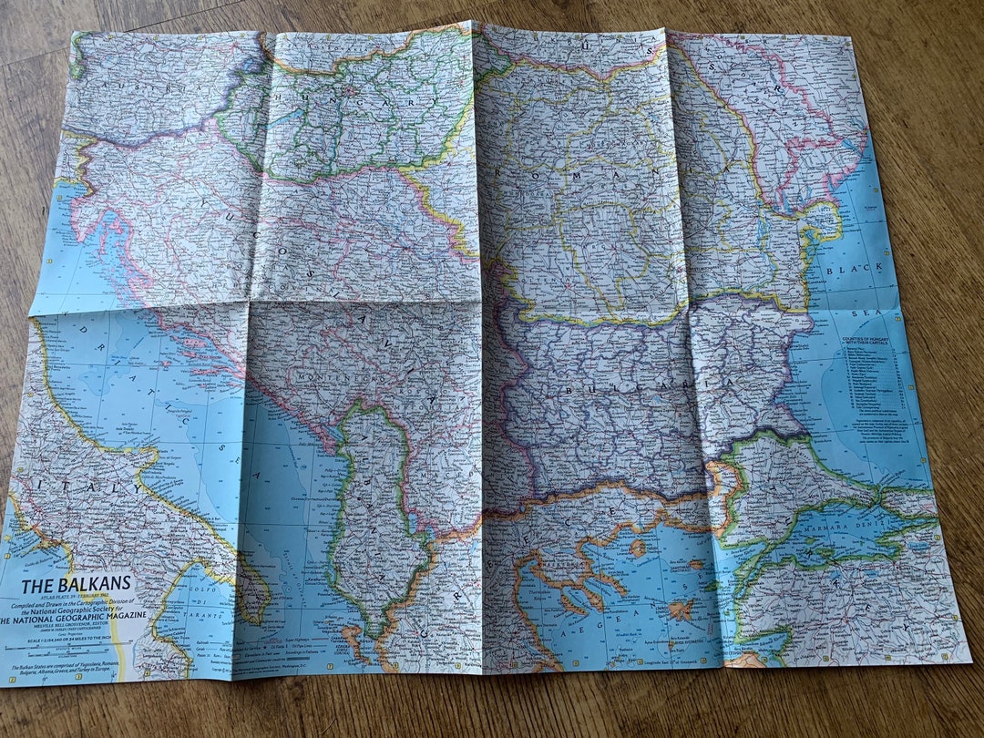 Vintage Map of the Balkans - National Geographic 1962 - Etsy