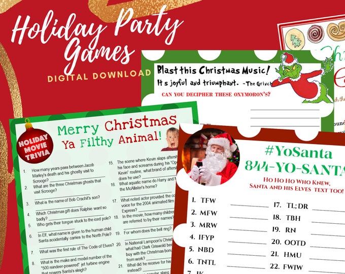 Instant Digital Download - (6) Holiday Games for Family and Friends - Etsy