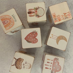 Boho Wildflowers, Animals and Doodles Personalized Baby Blocks MADE TO ...