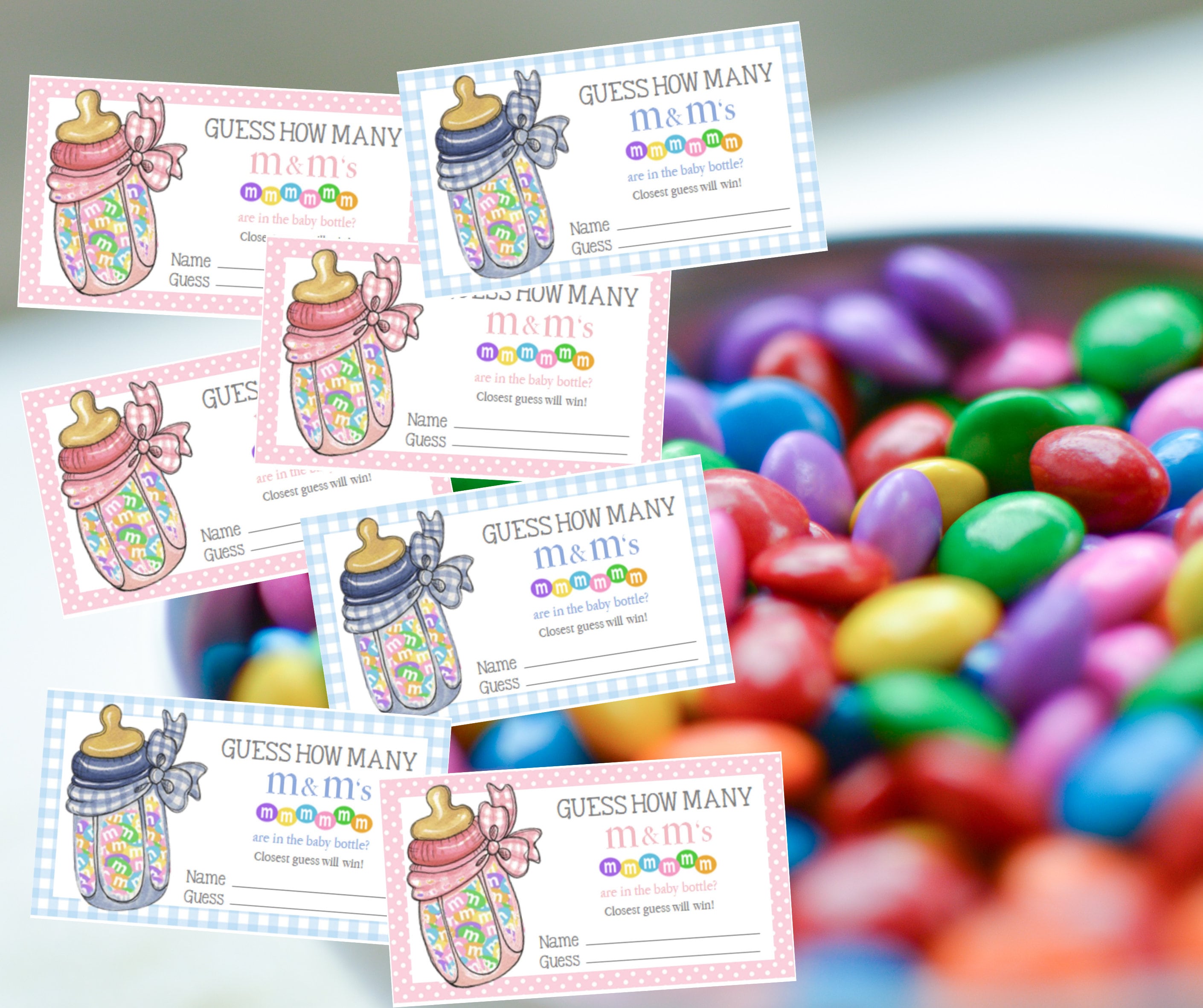 Guess How Many M&m's Are in the Baby Bottle - Baby Shower Game - Etsy