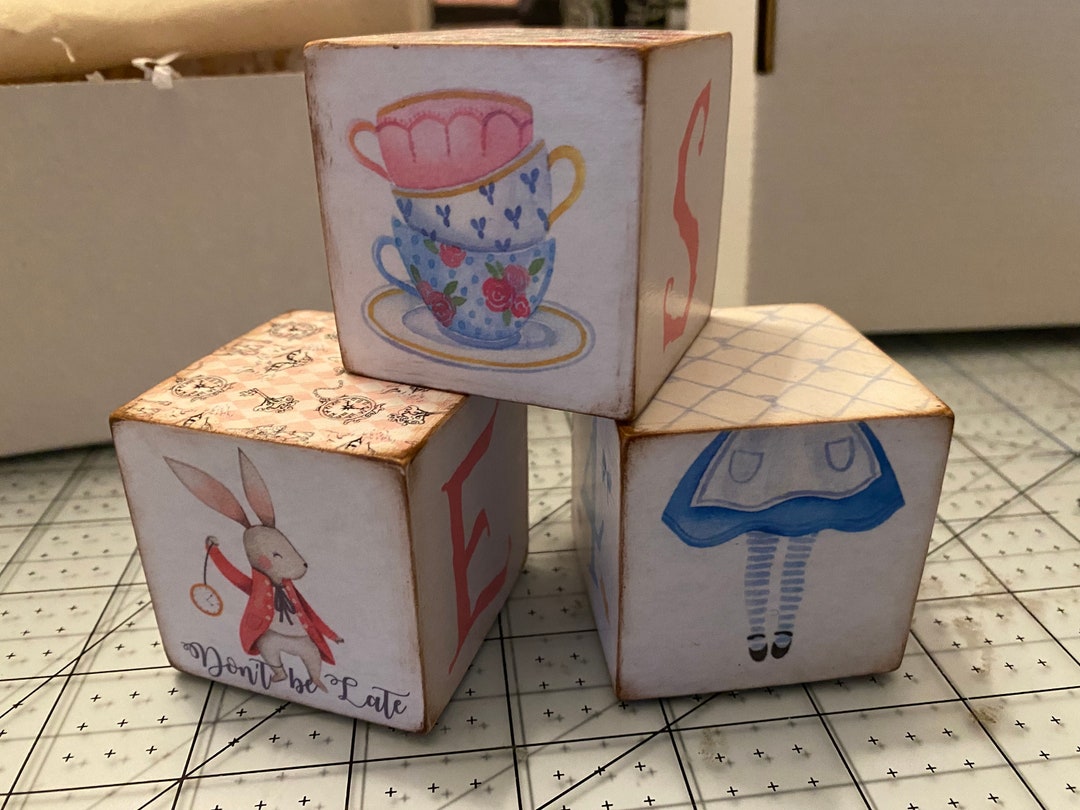 Alice in Wonderland Personalized Baby Blocks MADE TO ORDER - Etsy