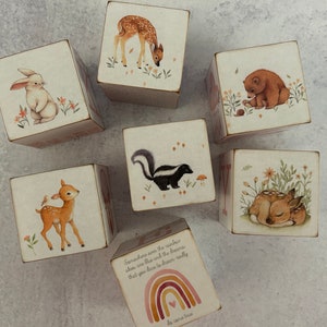 Boho Wildflowers, Animals and Doodles Personalized Baby Blocks MADE TO ...