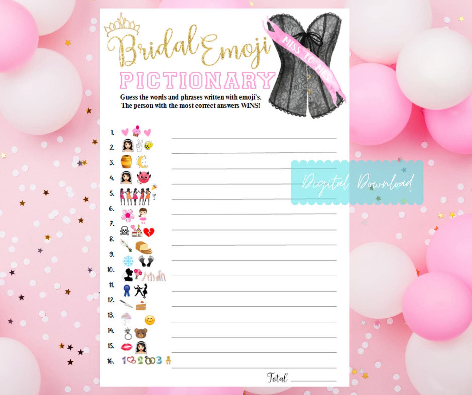 Instant Digital Download Bridal Emoji Game Bridal Shower | Etsy