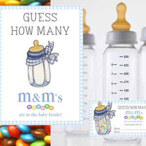 Guess How Many M&m's Are in the Baby Bottle - Baby Shower Game - Etsy