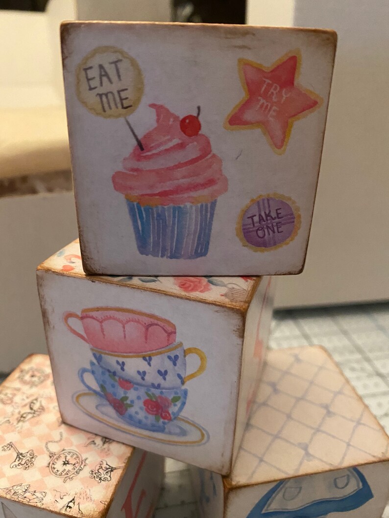 Alice in Wonderland Personalized Baby Blocks MADE TO - Etsy