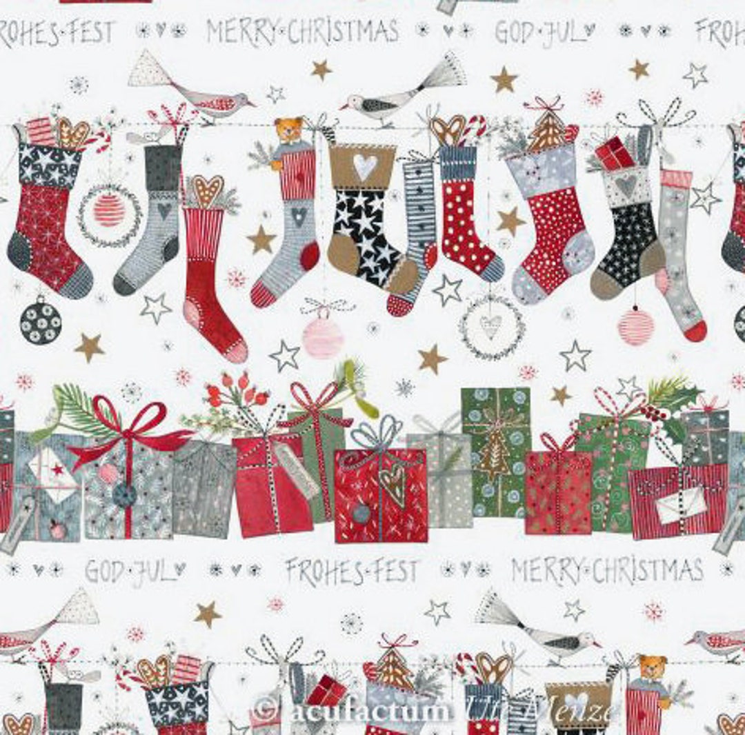 Fabric Acufactum Christmas Santa Socks - Etsy