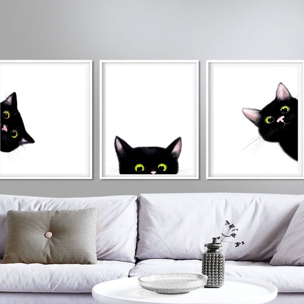 Black Cat Poster - Etsy