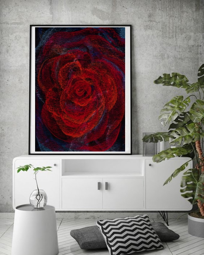 Red Rose Art Print DIGITAL DOWNLOAD Art Print Floral Wall - Etsy