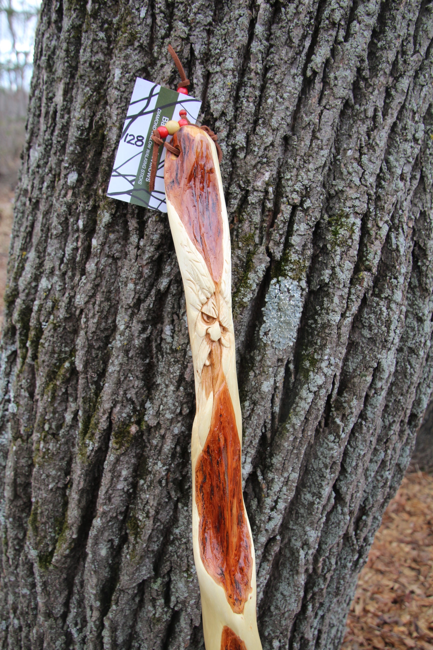 DIAMOND WILLOW Hiking/walking Stick With Carved Wood Spirit - Etsy