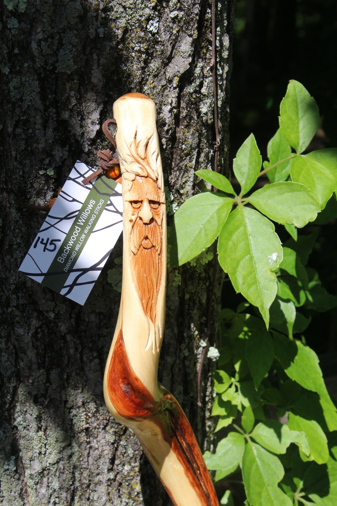 Price Reduced----diamond WILLOW Hiking-walking Stick/cane With Carved ...