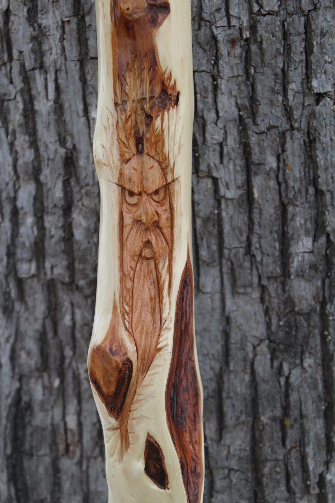 DIAMOND WILLOW HIKING/ Walking Stick With Carved Wood Spirit - Etsy