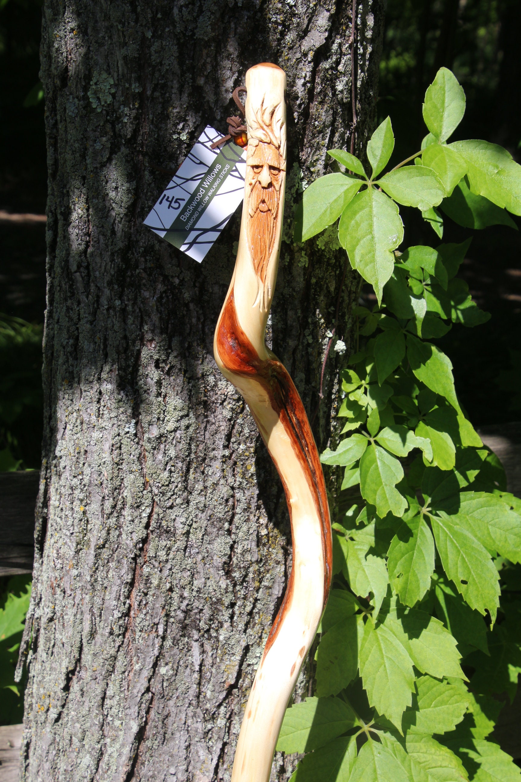 Price Reduced----diamond WILLOW Hiking-walking Stick/cane With Carved ...