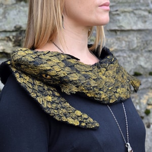 Felted Dark Gold Dragon Scarf/ Wool Stole Shaped Like Winged Dragon ...