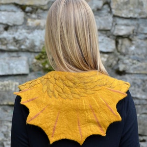 Felted Gold Dragon Scarf / Wool Stole Shaped Like Dragon / Shrug for ...