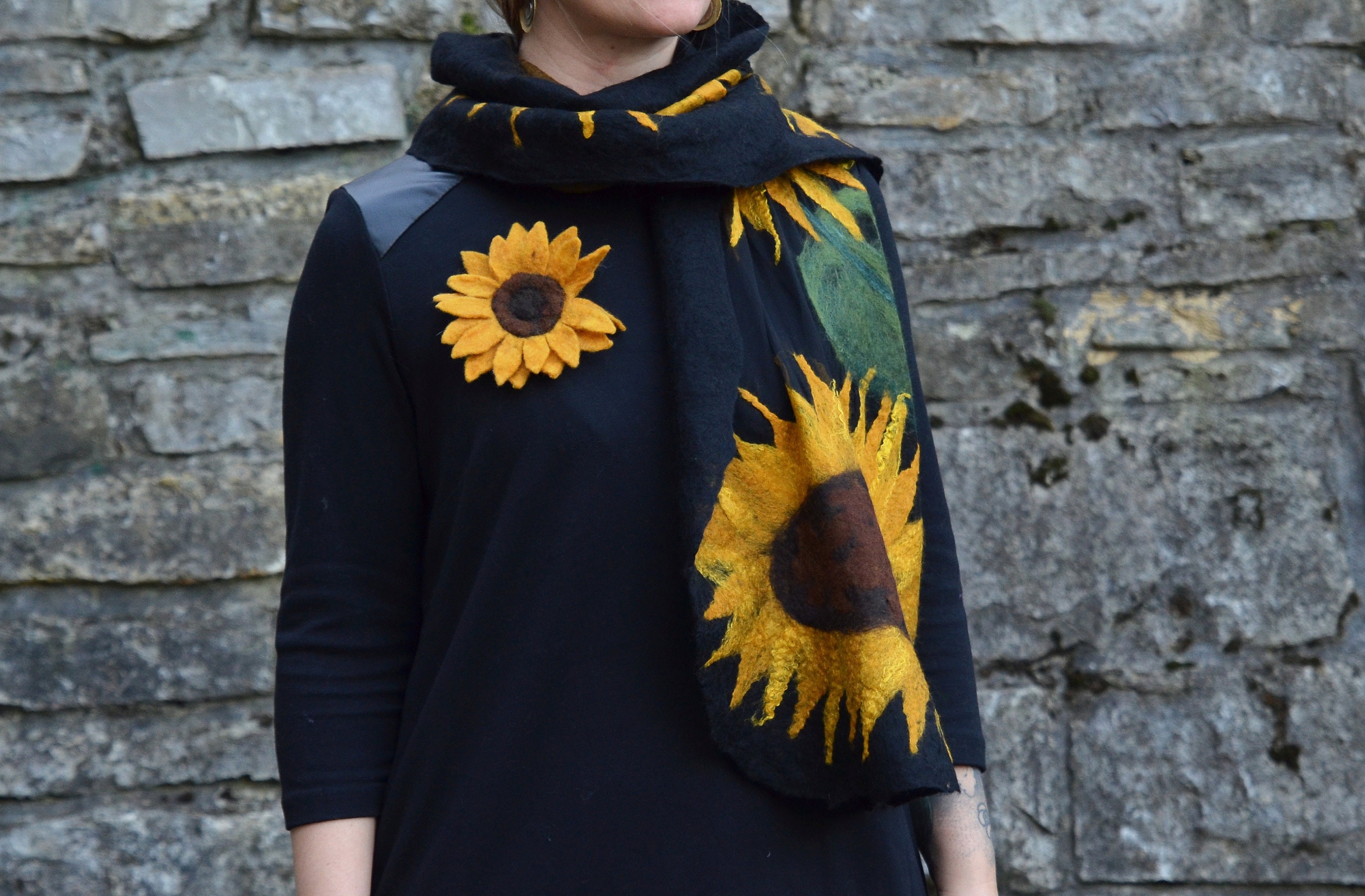 Sunflowers Nuno Felted Silk Shawl / for Autumn Evenings / | Etsy