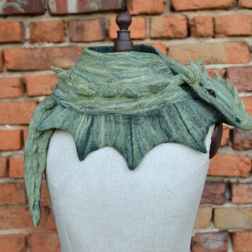 Felted Dark Amethystine Dragon Scarf/ Wool Stole Shaped Like - Etsy