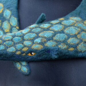 Felted Spotted Sea Dragon Scarf/ Wool Stole Shaped Like Blue-green ...