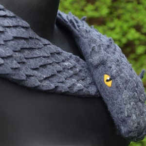 Felted Steel Dragon Scarf / Wool Stole Shaped Like Dragon / Shrug for ...