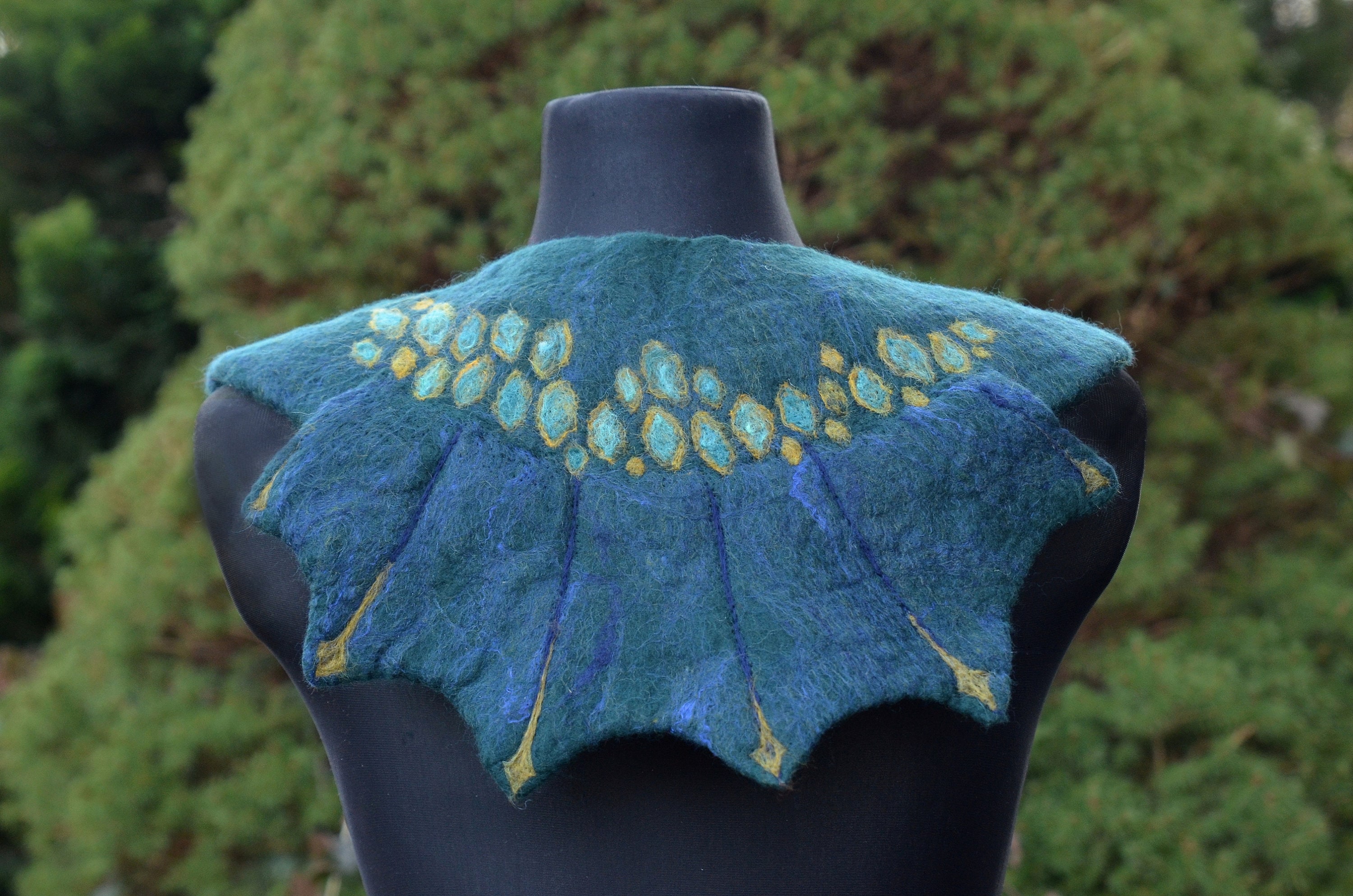 Felted Spotted Sea Dragon Scarf/ Wool Stole Shaped Like Blue-green ...