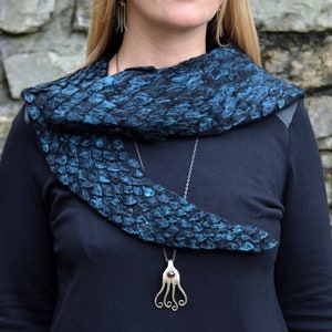 Felted Dark Sea Dragon Scarf/ Wool Stole Shaped Like Blue-green Winged ...