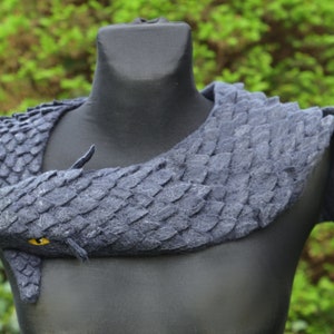 Felted Steel Dragon Scarf / Wool Stole Shaped Like Dragon / Shrug for ...