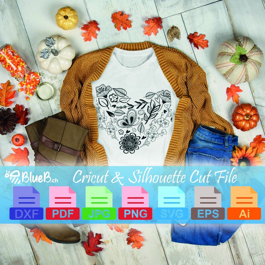 Blumenherz Svg Cutting File for Cricut, Cameo and Other Plotters Ai, Dxf, Eps and More ...