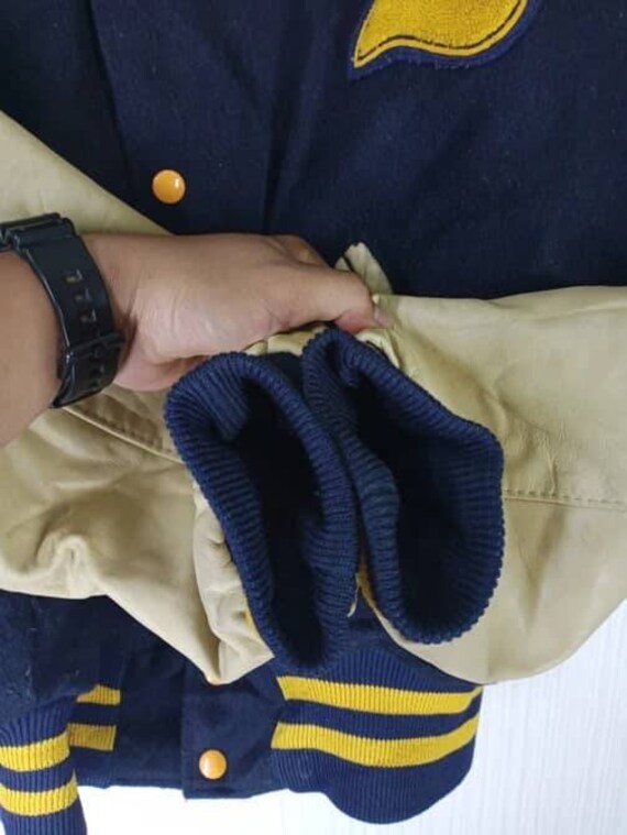 RARE!!! Vintage 90s Holloway Letterman Varsity Leathe… - Gem